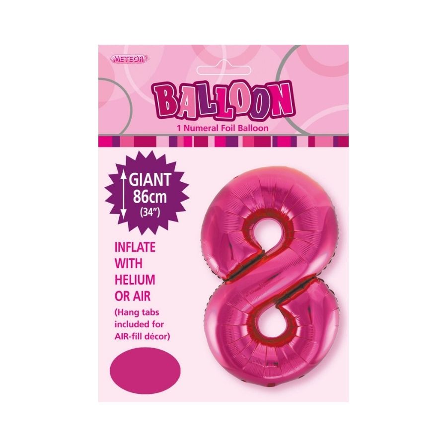 34in Magenta Number 8 Foil Balloon – I Love This Shop