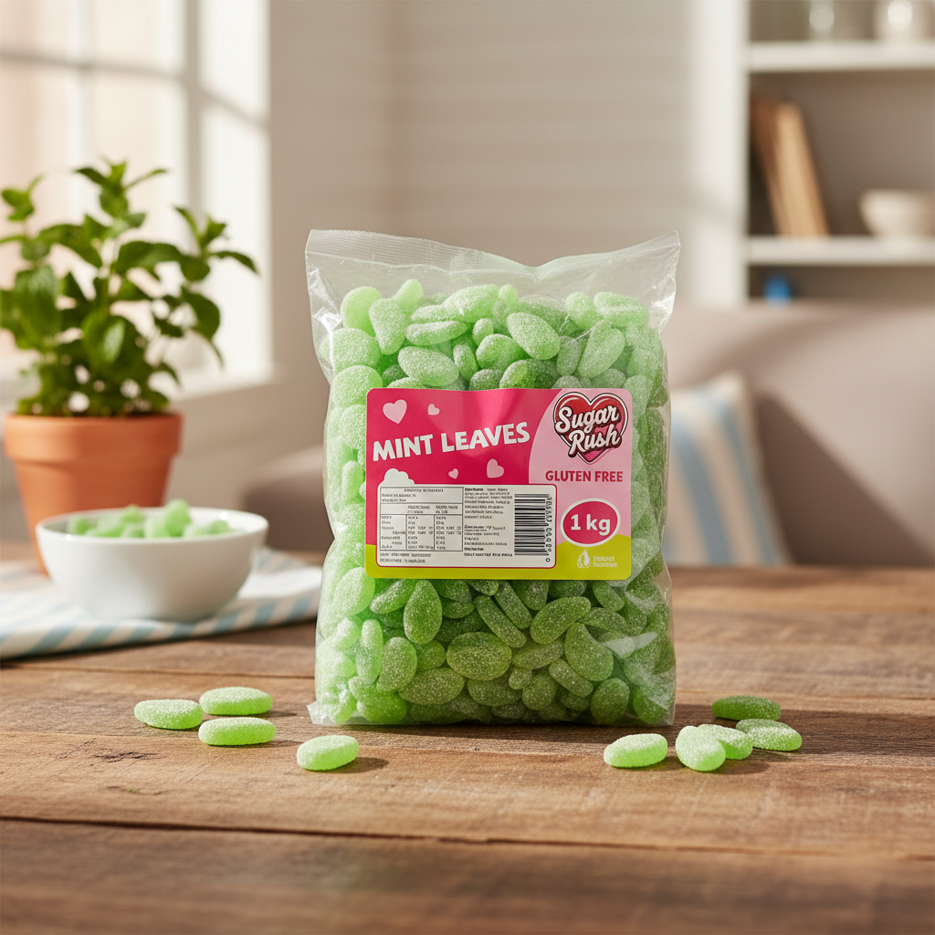 Sugar Rush Gummy Mint Leaves 1kg – I Love This Shop